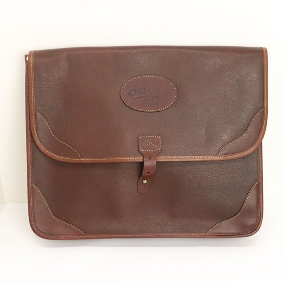 Orvis | Bags | Orvis Bullhide Leather Canvas Attache Bag Briefcase ...